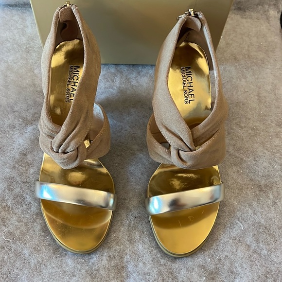 MICHAEL Michael Kors | Shoes | Mk Tan Suede Metallic Heels | Poshmark